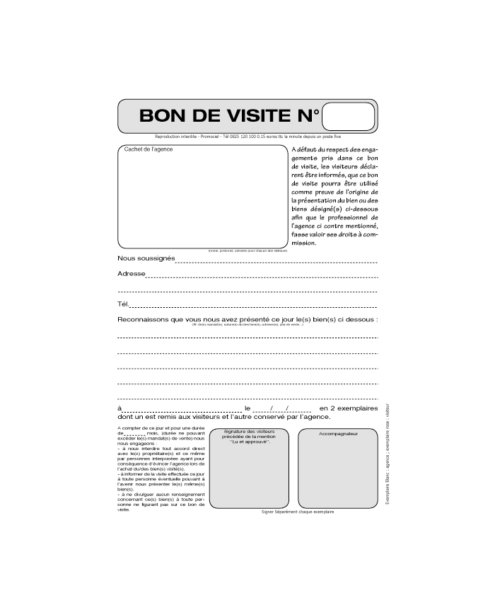 Carnet de visite immobilier 50 bons de visite duplicata à l'unité ... Carnet de visite immobilier 50 bons de visite duplicata à l'unité ...