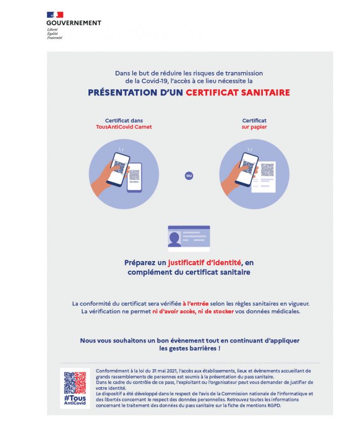 Affiche Présentation d'un certificat sanitaire 30 x 40 cm - affiches covid-19 : Promociel