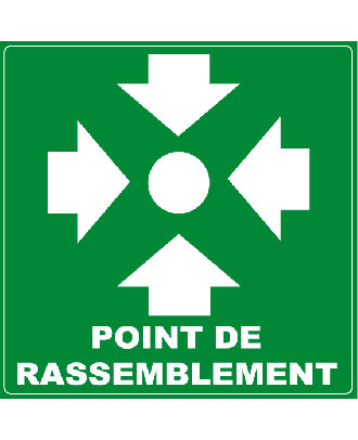Autocollant point de rassemblement - autocollants d'évacuation secours ...